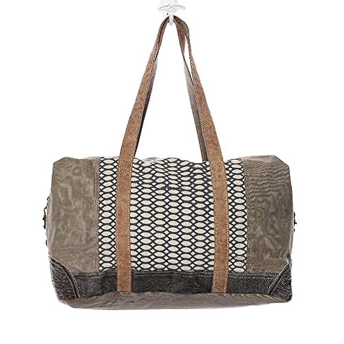 Myra Bag Honey Bee Cowhide & Upcycled Canvas Travel Bag S-1158