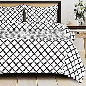 Lux Decor Collection Duvet Cover - 3 Pc King Duvet Cover Set - Soft Microfiber Zipper Closure Bedding - Comforter Cover with Matching Pillow Shams (King/California King, White/Chocolate)