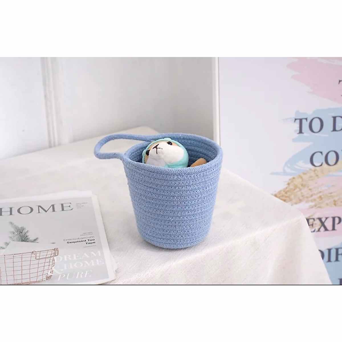 Generic Handmade Woven Oval Basket Set of 4, Cotton Rope, Hanging and Floor Decorative Basket, Home Decor