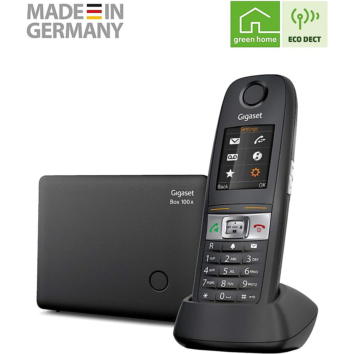 Gigaset E630A – Phone with Answering Machine – Water Splash and Dust-Resistant, (IP 65) – Ideal for Craftsmen and Mechanics, Black (Pack of 1)