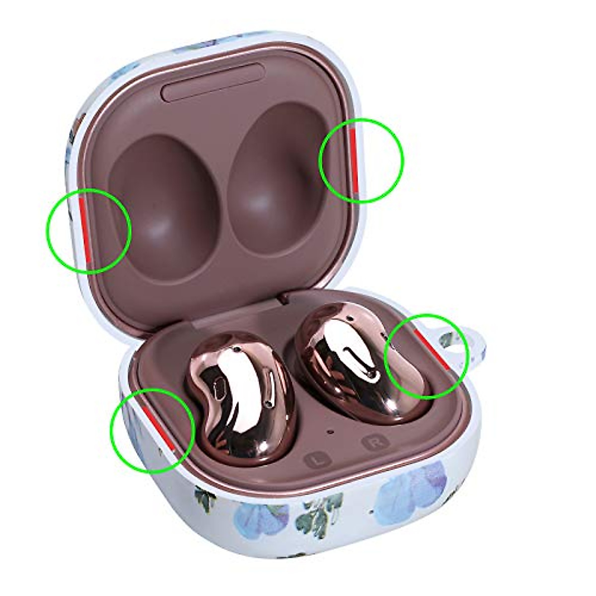 PC Plastic Hard Shell Case Cover for Galaxy Buds Live 2020/Galaxy Buds Pro 2021with Carabiner Anti-Lost & Shockproof Skin Accessories Compatible 2021 Latest Samsung Galaxy Buds 2 (Petal-Blue)