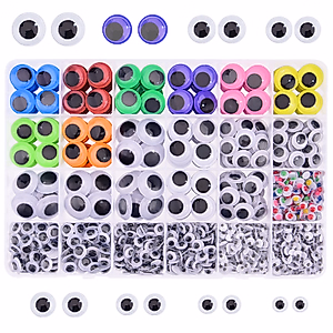 Hapeper 1400 Pieces Wiggle Eyes with Self-Adhesive Multi Colors Sizes for DIY Art Crafts Decoration