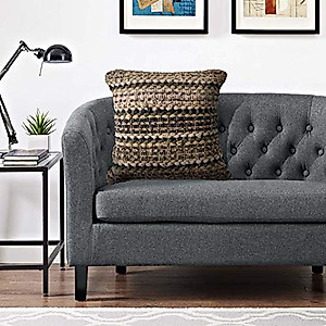 LR Home Khaki Chevron Striped Throw Pillow 18" x 18" Beige/Brown