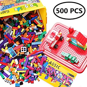 burgkidz Building Bricks 568 Pieces Toys, Classic Building Blocks Includes Wheels, Door, Window, Compatible Bulk Block with Storage Box and Baseplate, STEM Educational Gift for Kids 3+ Year
