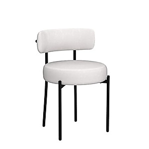 DYHOME Dining Chairs Set of 6, White Boucle Dining Room Chairs with Curved Backrest, Upholstered Mid Century Modern Dining Chairs with Black Metal Legs