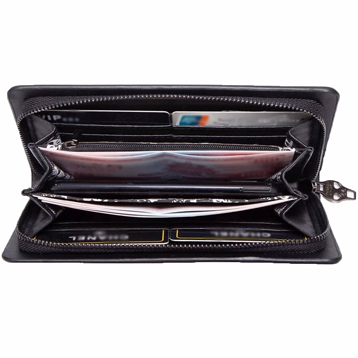 DownUpdown Skull Wallets for Women Wristlet Purses Clutch Black Zipper Purse Faux Leather Punk Gothic Cool Long Wallet Men