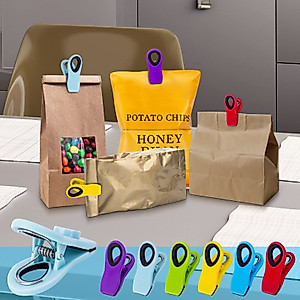 Bag Clips with Magnet, Chip Clips, Bag Clips for Food, Clips for Food Packages, 6 Pack Assorted Colors Magnetic Clips for Refrigerator, Bread Bags, Snack Bags and Food Bags