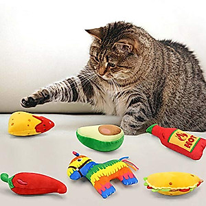 6 Pack Avocato Taco Chili Nacho Catnip Toys Dental Health Cat Toys Interactive Cat Toys for Indoor Cats Kitten Toy Cat Chew Toy Catnip Toys for Cats Gift for Cat Lovers Indoor Boredom Relief Supplies