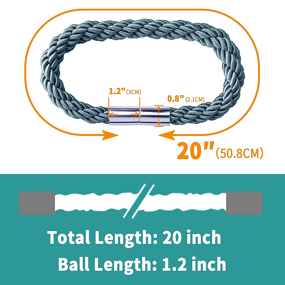 BGment Strong Magnetic Curtain Tiebacks Convenient Decorative Weave Rope Curtain Holdbacks for Home Office Window Draperies, 2 Pack, Teal