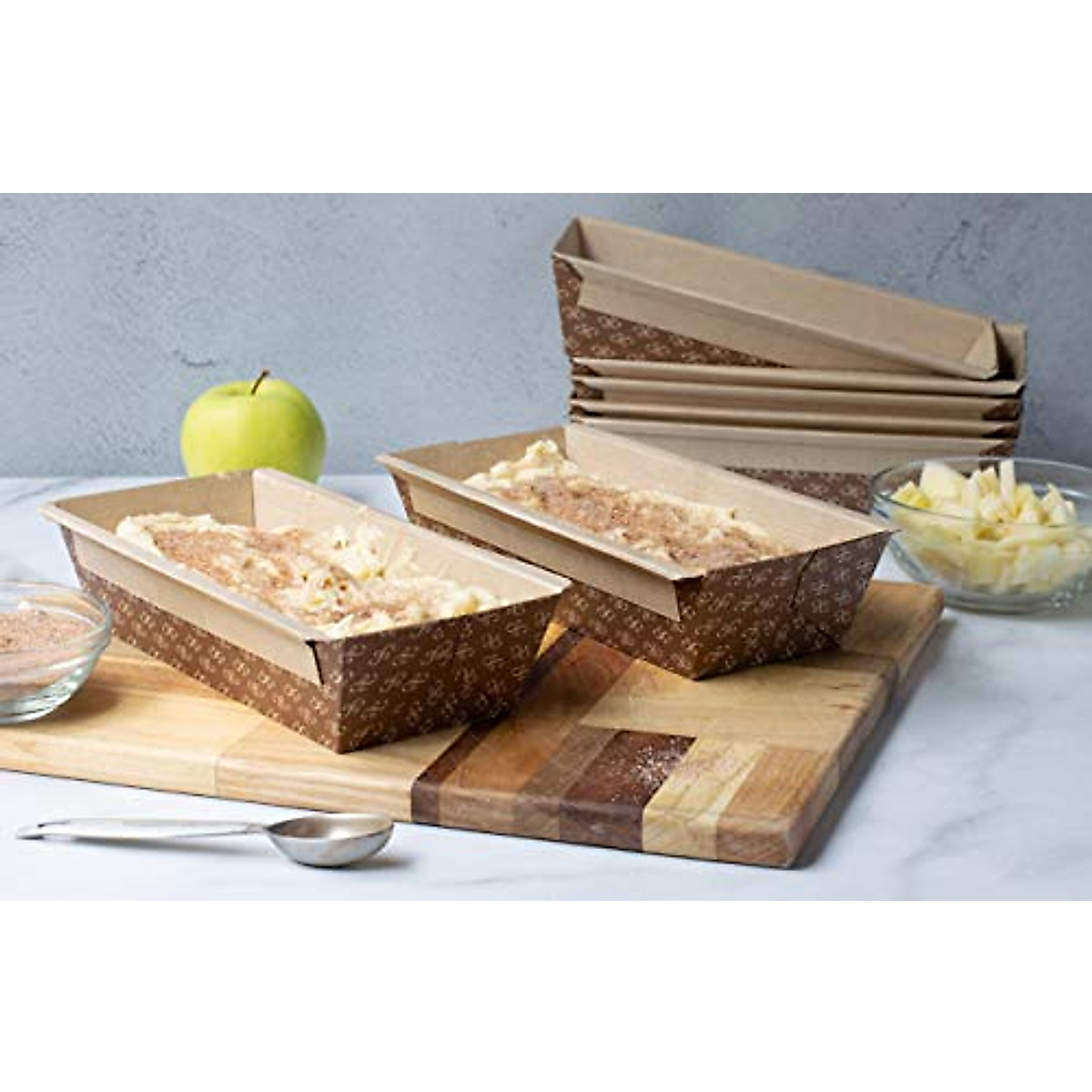 JA Kitchens Disposable Bread Loaf Pans for Baking - 7 x 3.5 x 2 Inches - Medium Kraft Paper Bread Pan - SET of 32