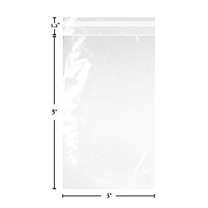 Purple Q Crafts Clear Self Sealing Cellophane Bags 3" x 5" 100 Pack Cookie Bags For Packaging Gifts, Favors, Cookies and Products (3"x5")