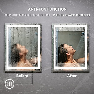 ANTEN 36" X 28" LED Mirror for Bathroom, Anti-Fog Bathroom Vanity Mirror with Lights, Shatter-Proof, 3000-6000K, Stepless Dimmable LED Vanity Mirror, Bathroom Mirrors for Wall