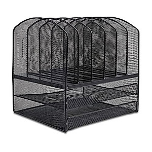 Amazon Basics Mesh Six Slot File Storage Office Organizer with Double Tray