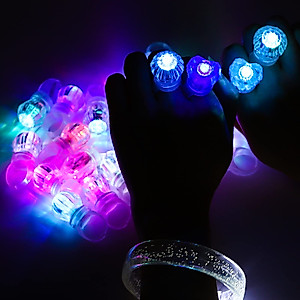 DAOKEY LED Light up Rings, Colorful Led Bumpy Plastic Diamond Rings Toys for Birthday Bachelorette Bridal Shower Gatsby Party Favors, Clear Case 30 Pack