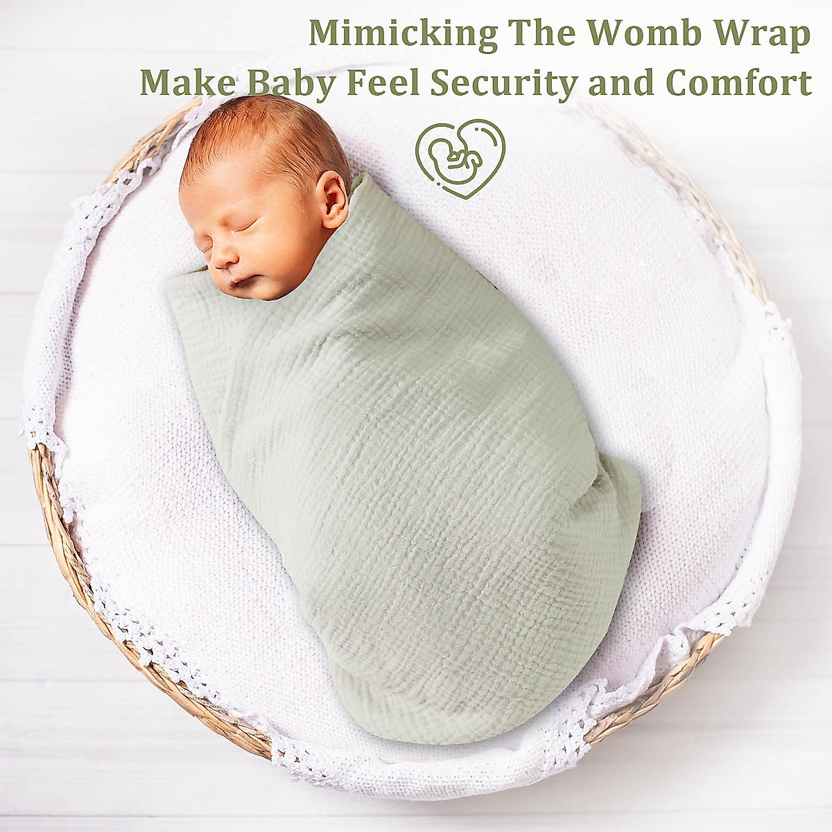 Baby Muslin Swaddle Blanket 3 Pack, Cotton Soft Silky Newborn Swaddle Wrap, Unisex Solid Color Receiving Blanket for Baby Boys and Girls, Light Blue Olive Gray