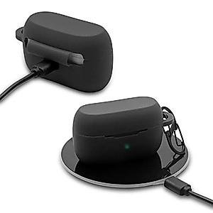 LiZHi Silicone Case for Jabra Elite 3,Anti-Break Anti-Lost & Shockproof Easy Carrying Unique Dual Hole Portable Protective Case Cover with Carabiner for 2021 Newest Jabra Elite 3 (Black)