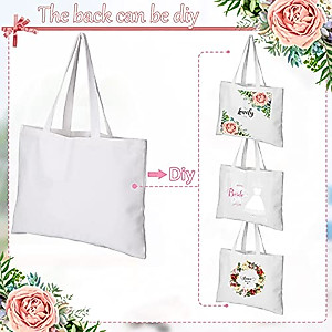 Sanwuta 6 Set Bridesmaid Tote Bag Bridesmaid Gifts, Include Bridesmaid Makeup Pouch Bridal Canvas Tote Bag Gifts for Wedding (Floral Pattern)