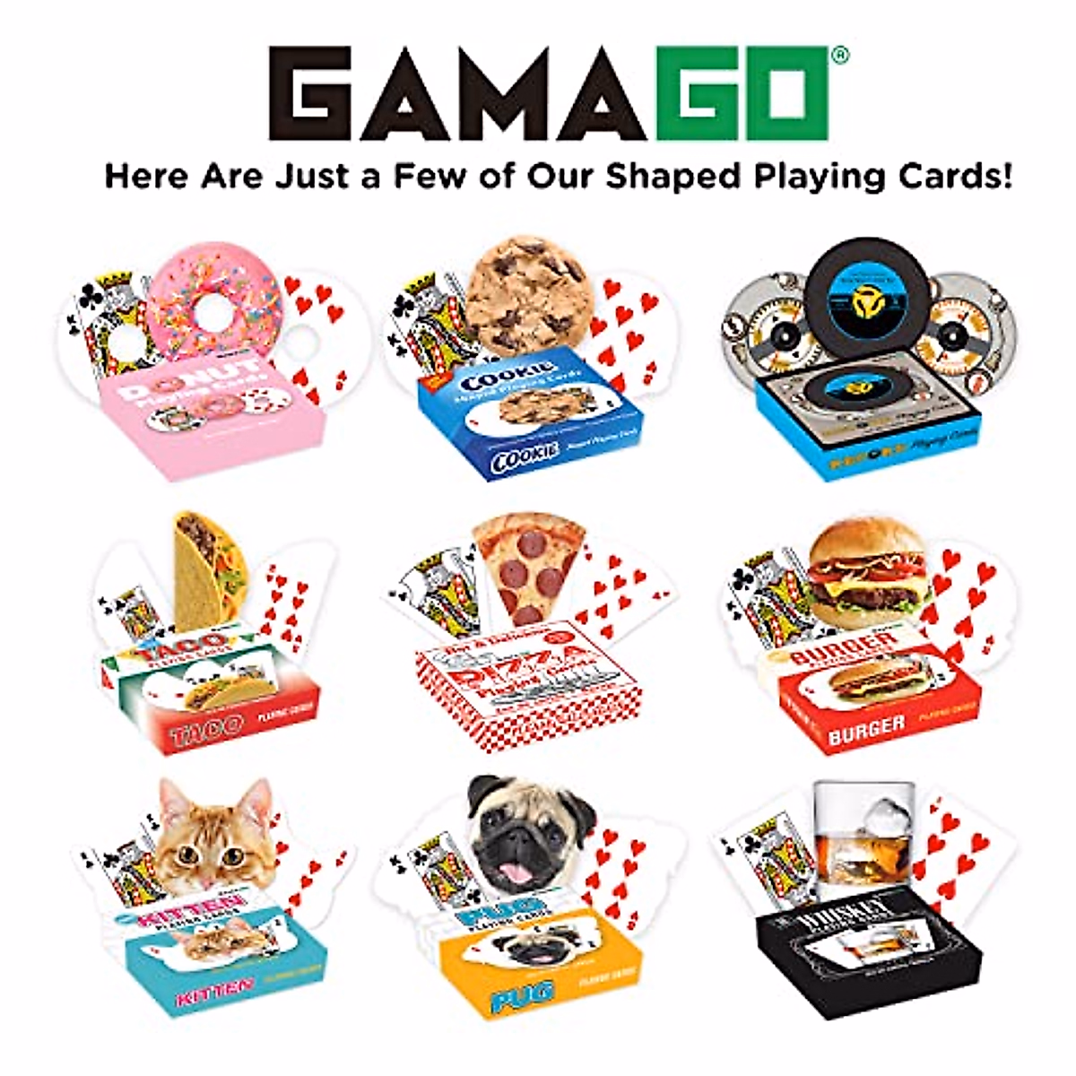GAMAGO Cookie Playing Cards - Cookie Shaped Deck of Cards to Play Your Favorite Card Games for Birthdays, Stocking Stuffers, White Elephant