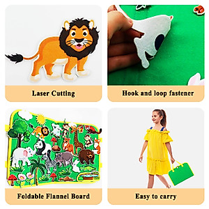 Craftstory Zoo Animals Travel Felt-Board Story Set for Toddlers, 32 Pieces Flannel Board Stories for Preschool Learning Toys Educational Storytelling Activity Board Gifts for Ages 3+