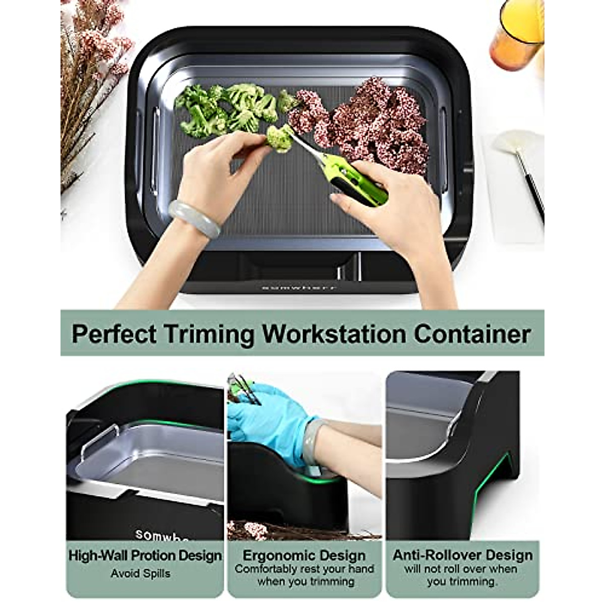 Trimming Tray for Buds, Ergonomic Design Trim Tray with 150 Micron Mesh Pollen Screen and Pollen Box, Herb Dry Sifter Trim Tray with Screen