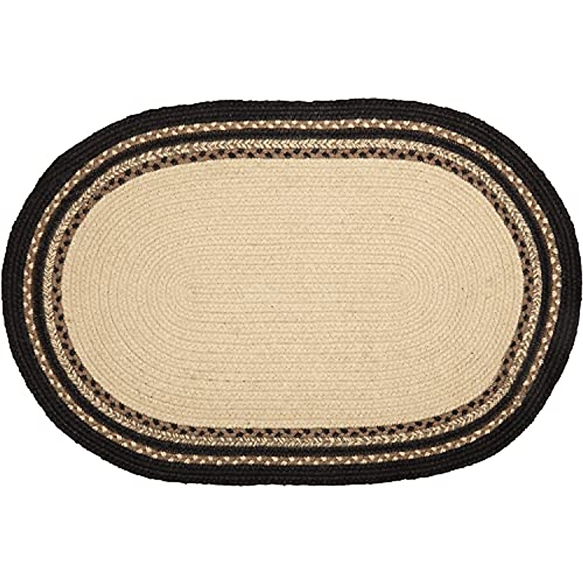VHC Brands Sawyer Mill Charcoal Farmhouse Animal Design Area Entry Dining Room Living Room Kitchen Floor Cover Oval Jute Rug w/ Rug Pad 20x30 Pig