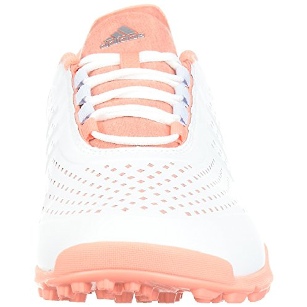 adidas Women's Adipure Sport Golf Shoe, White/Aero Blue/Chalk Coral, 8 Medium US