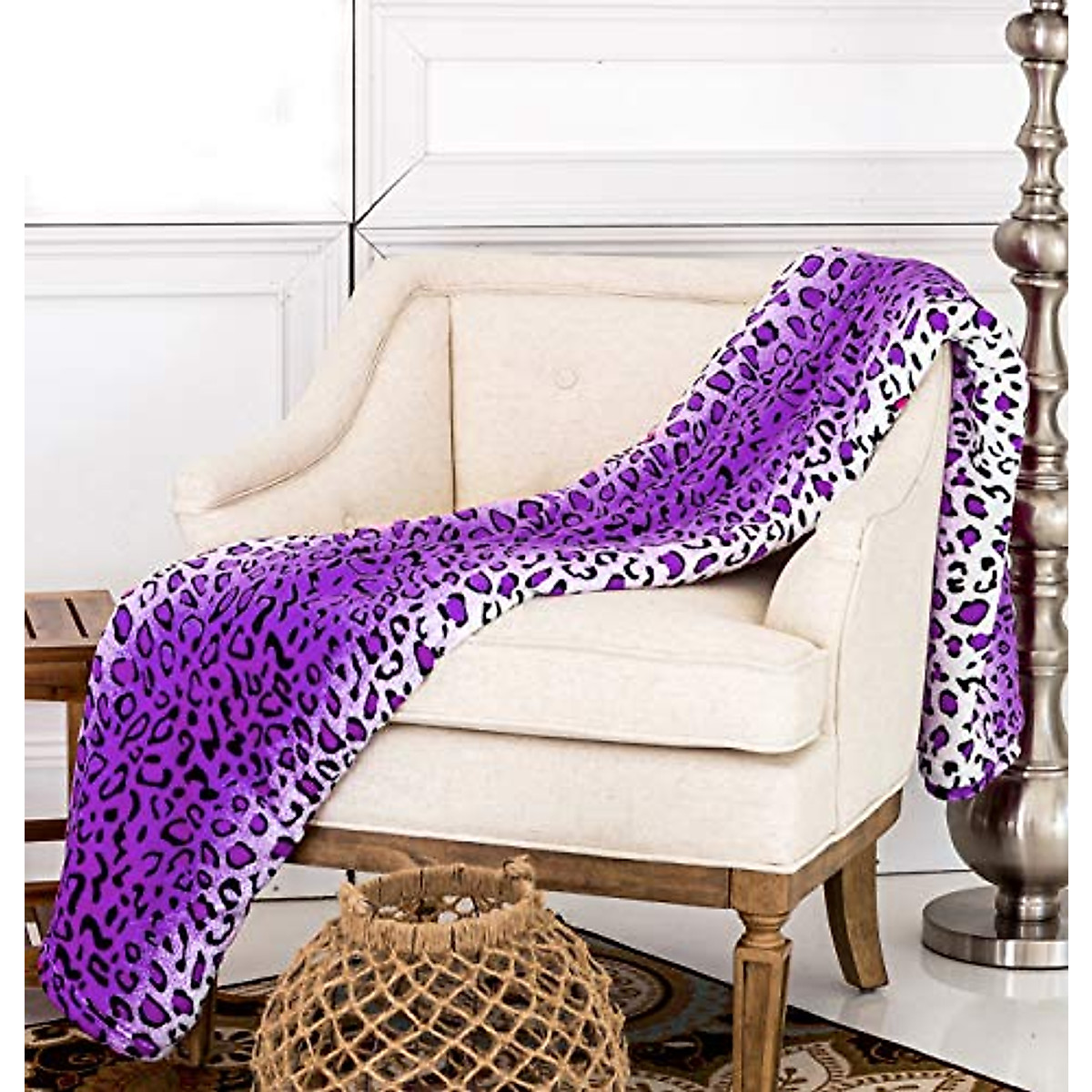 Home Must Haves Purple Leopard Animal Warm Soft Plush Cozy Fleece Comfy Throw Bed Sofa Couch Picnic Premium Blanket Queen Size
