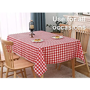 Sonluma 6 Pack 108" X 54" Red Checkered Premium Disposable Plastic Tablecloth for 8ft Long Rectangle Tables, Waterproof Covers for Indoor or Outdoor Events & Parties