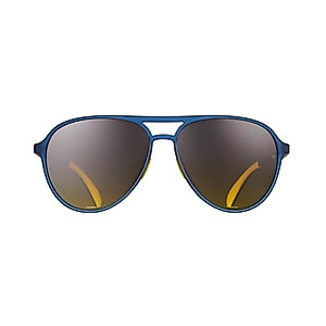Goodr Frequent Skymall Shoppers Blue Aviator Running Sunglasses, Glare Reducing Blue Polarized Gradient Lenses, UV400 Protection Block, Frame Constructed to Eliminate Slip & Bounce, Large