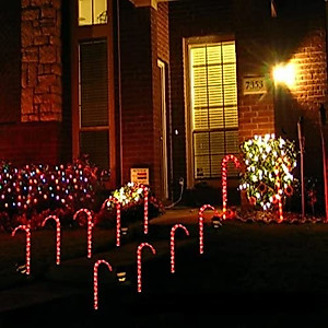 Christmas Candy Cane Lights,10 Pcs Candy Cane Solar Led Lights， Garden Path Decorations Solar Outdoor Light Suitable， for Home New Year and Christmas Decor
