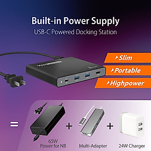 j5create USB-C Travel Dock with PD 65W Power Supply - for Travel or Business Trip - Charging Adapter Hub with 4K HDMI, USB-A x 2 - for MacBook Air/Pro 13, Surface Pro, and USB-C Laptop (JCDP392)