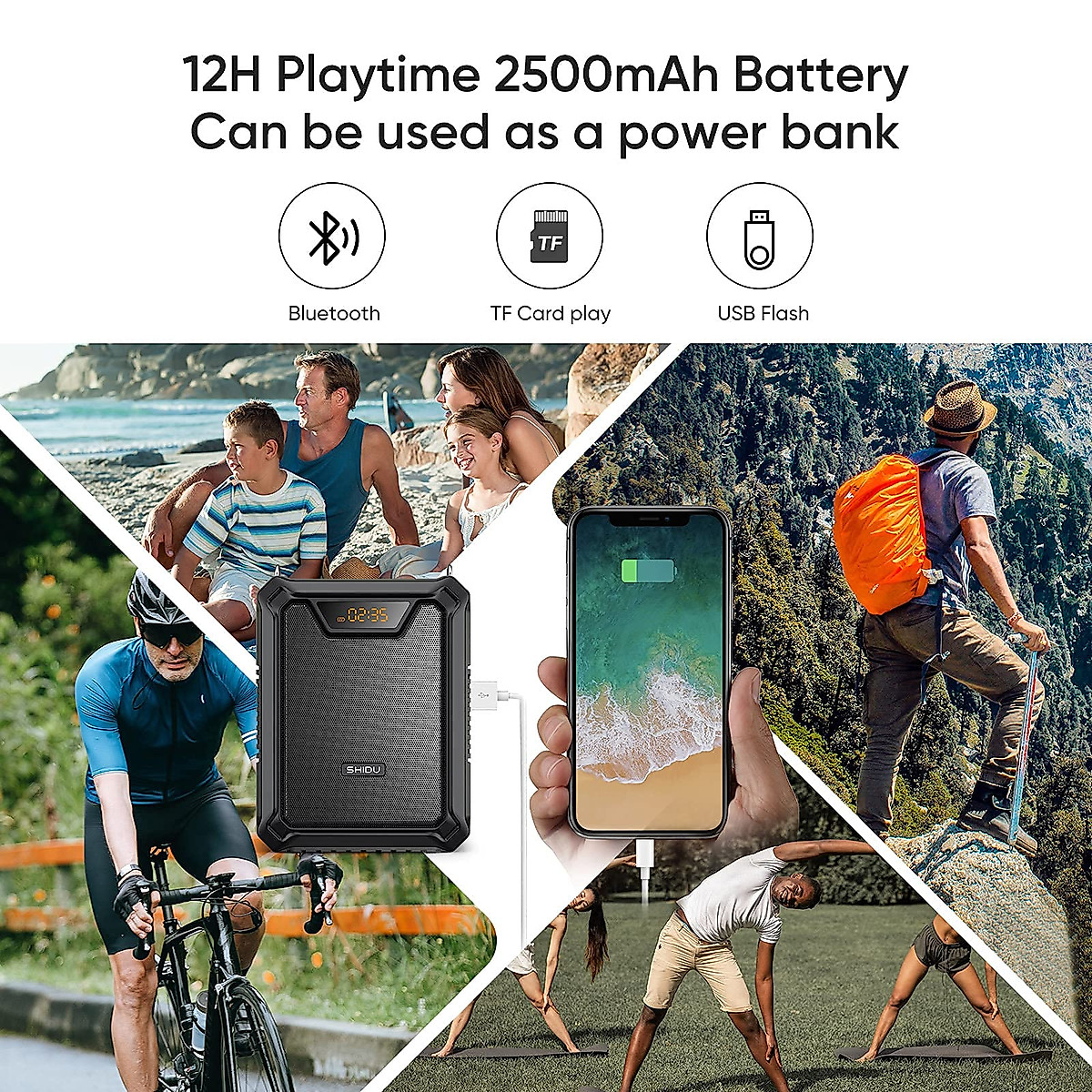 30W Voice Amplifier Wireless Microphone, SHIDU Classroom Microphone for Teachers Wireless Bluetooth Voice Speaker Portable PA Systems Speaker for Teachers,Classroom, Meetings and Outdoors