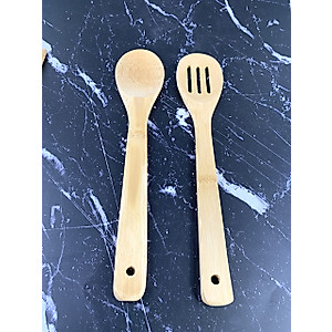 JapanBargain, Bamboo kitchen Utensil set Cooking Utensil Set Cooking Spatula Fork Spoon Turner for Non Stick Cookware (1, 5 in 1)