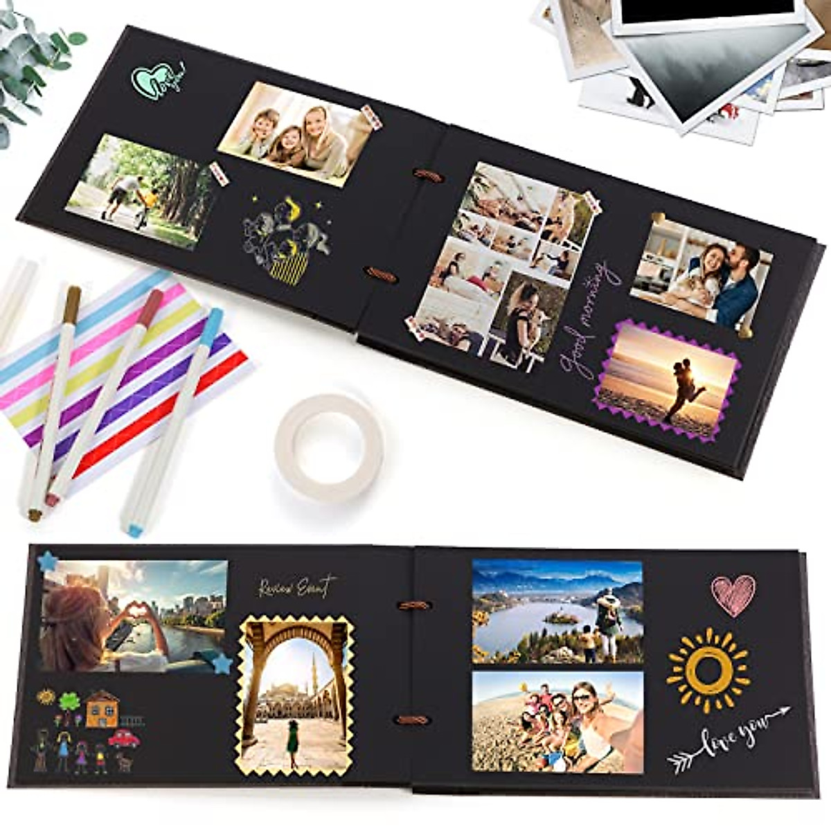 Photo Album Self Adhesive Pages Picture Collage with 80 Pages for 4x6 5x7 6x8 8x10 Scrapbook Albums Photo Book for Kids Handmade DIY Creativo álbum De Fotos Gift for Friend Valentines Families