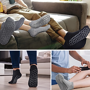 Non Slip Yoga Socks with Grips for Pilates, Ballet, Barre, Barefoot,Bikram,Hospital Anti Skid Socks for Women and Men
