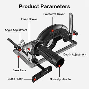 AZB Cutting Machine Slotting Base Quick Install 45° Adjustable Cutting Depth Positioning Bracket for 100-125mm Angle Grinder, JMJQ0169-1