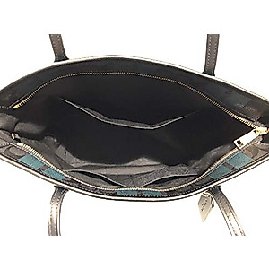 Coach Cross Grain Leather City Zip Tote Bag Purse (IM/Black Deep Ocean Multi)