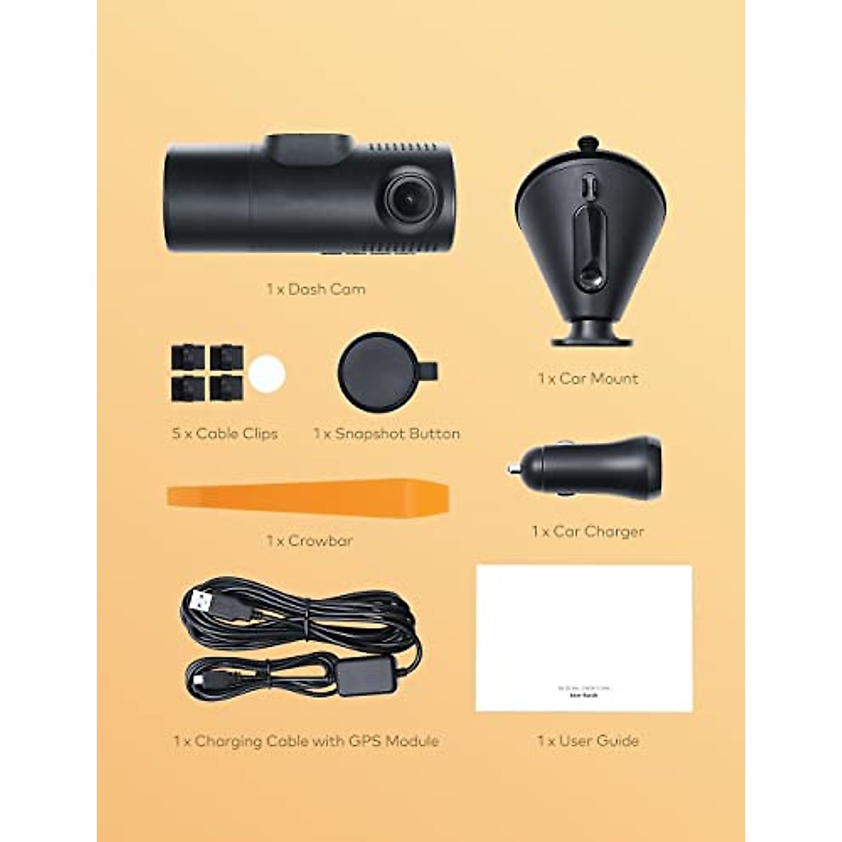 Dual Dash Cam, Dash Cam 2K Front and 1080P Cabin Dash Camera, 2.5K 2560x1440P@60fps Single Front, Dual Sensor, Infrared Night Vision, App Control, 24hr Parking Mode, Built-in GPS, VD009