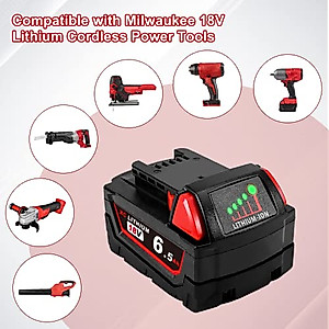 GROWFEAT 2Pack 6500mAh Replacement Battery for Milwaukee M-18 Battery