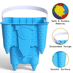 LNCOJOLM Castle Beach Bucket Toys for Kids, Sand Pails Sandbox Kit Sand Toy, Beach Party Travel Camping Fishing Garden Tools Summer Fun, Birthday Gift for Boy Girl Children