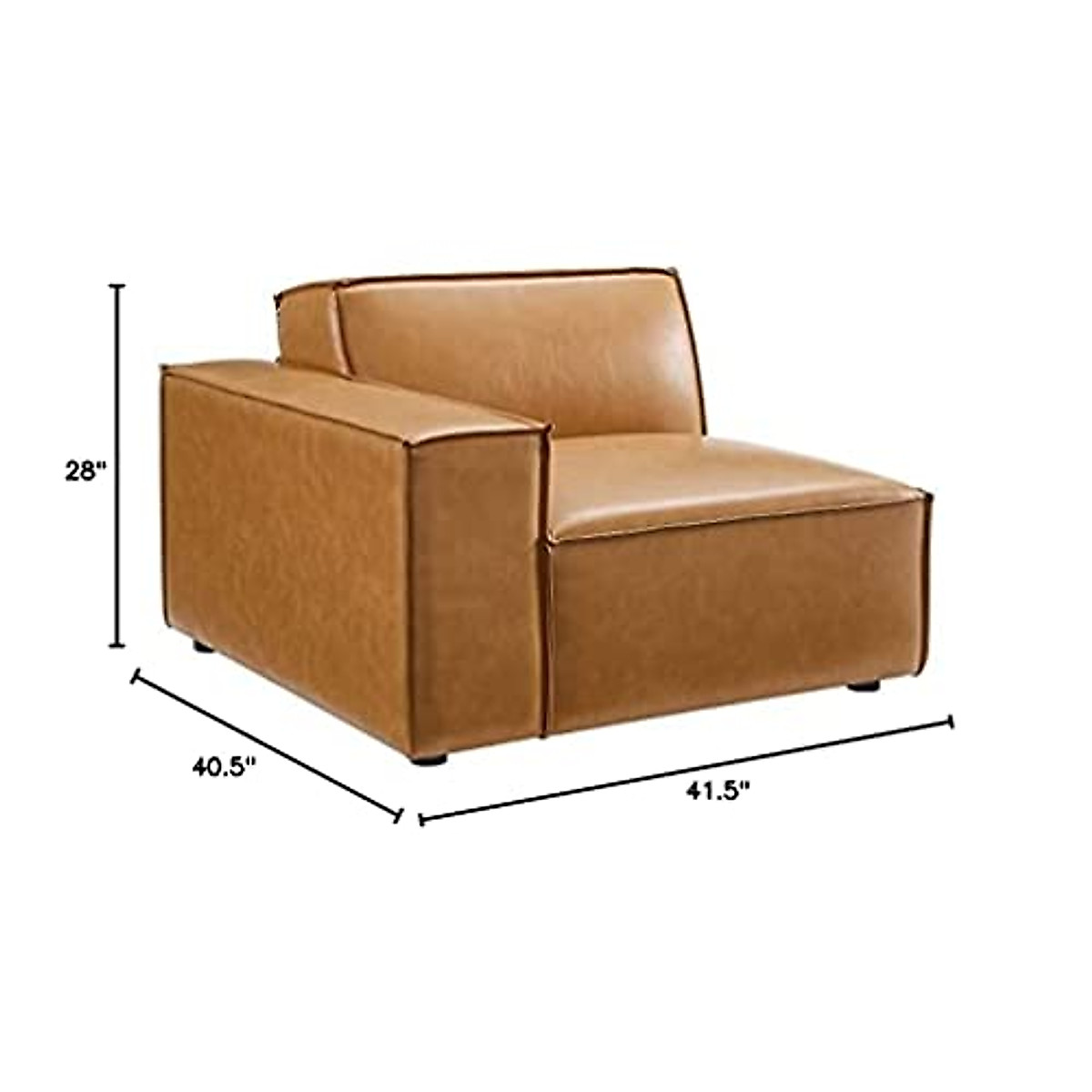 Modway Restore Vegan Leather Left-Arm Sectional Sofa Chair in Tan