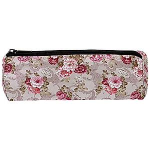 Pink Floral Pattern Pencil Bag Pen Case Stationary Case Pencil Pouch Desk Organizer Makeup Cosmetic Bag for School Office
