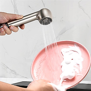 Replacement Sprayer Pull Out Spray Head for Kitchen Sink Pull-Down Faucet G1/2 or 13/16inch Thread 2-Function Stream Aerated Flow- Brushed Nickel