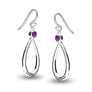 Lecalla 925 Sterling Sliver Jewelry Drop Dangle Birthstone Earrings for Teens and Women (4 MM Purple Amethyst Round Cut)