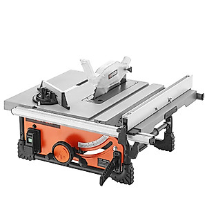 VEVOR Table Saw for Jobsite, 10-inch 15-Amp, 25-in Max Rip Capacity, Cutting Speed up to 4500RPM, 40T Blade, Portable Compact Tablesaw with Sliding Miter Gauge DIY Woodworking and Furniture Making