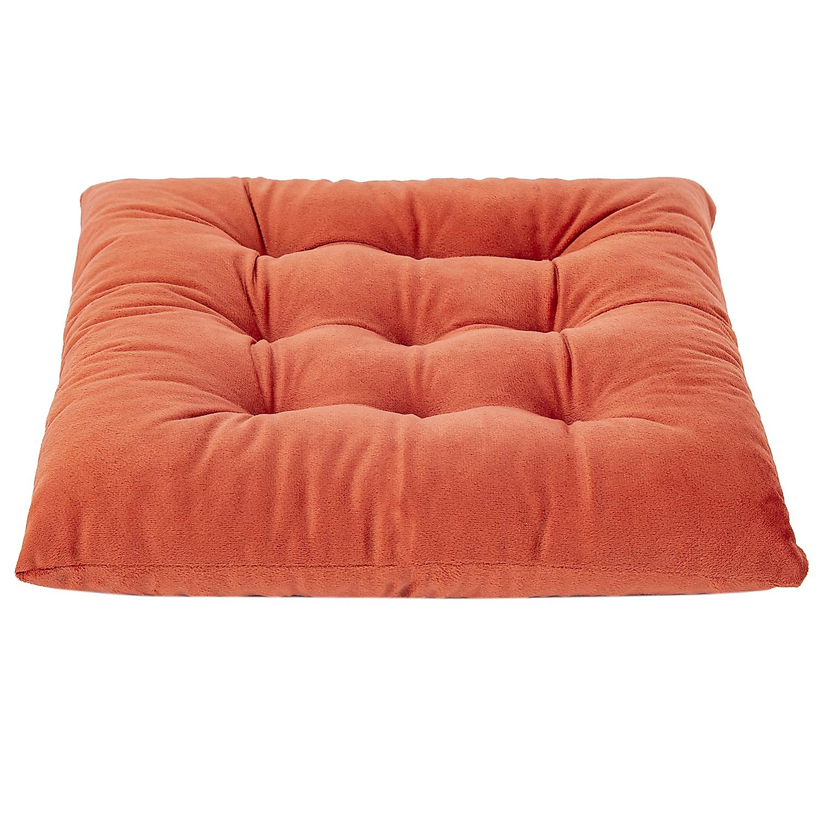 WONDER MIRACLE 4 Pack Seat Cushion/Chair Cushion Pads for Dining Chairs, Office Chair, Floor, Machine Wash & Dryer Friendly (Flannel 16"×16", Carrot)