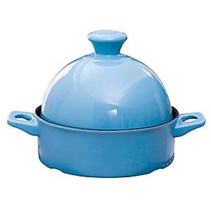 MYYINGBIN Blue Moroccan Tagine Ceramics Cooking Pot with Conical Cover Lead-Free Stewpot for Different Cooking Styles