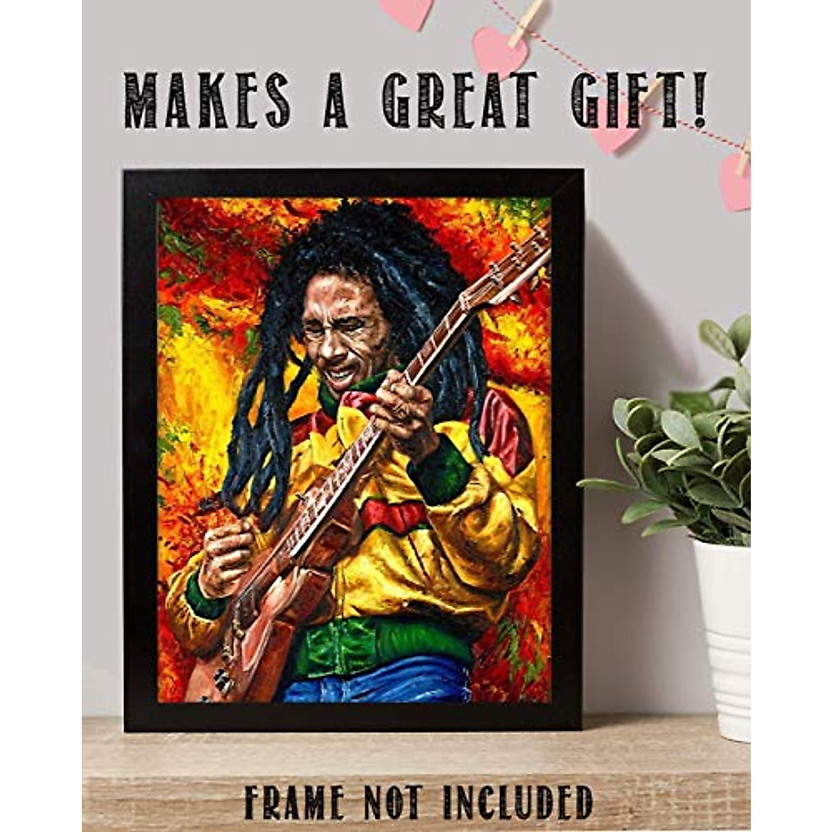 "Bob Marley-Rocking"- Abstract Concert Wall Art -8 x 10"s Wall Prints-Ready To Frame-Classic Marley Poster Print. Modern Home-Studio-Bar-Office Décor. Perfect Gift for All Reggae & Marley Fans.