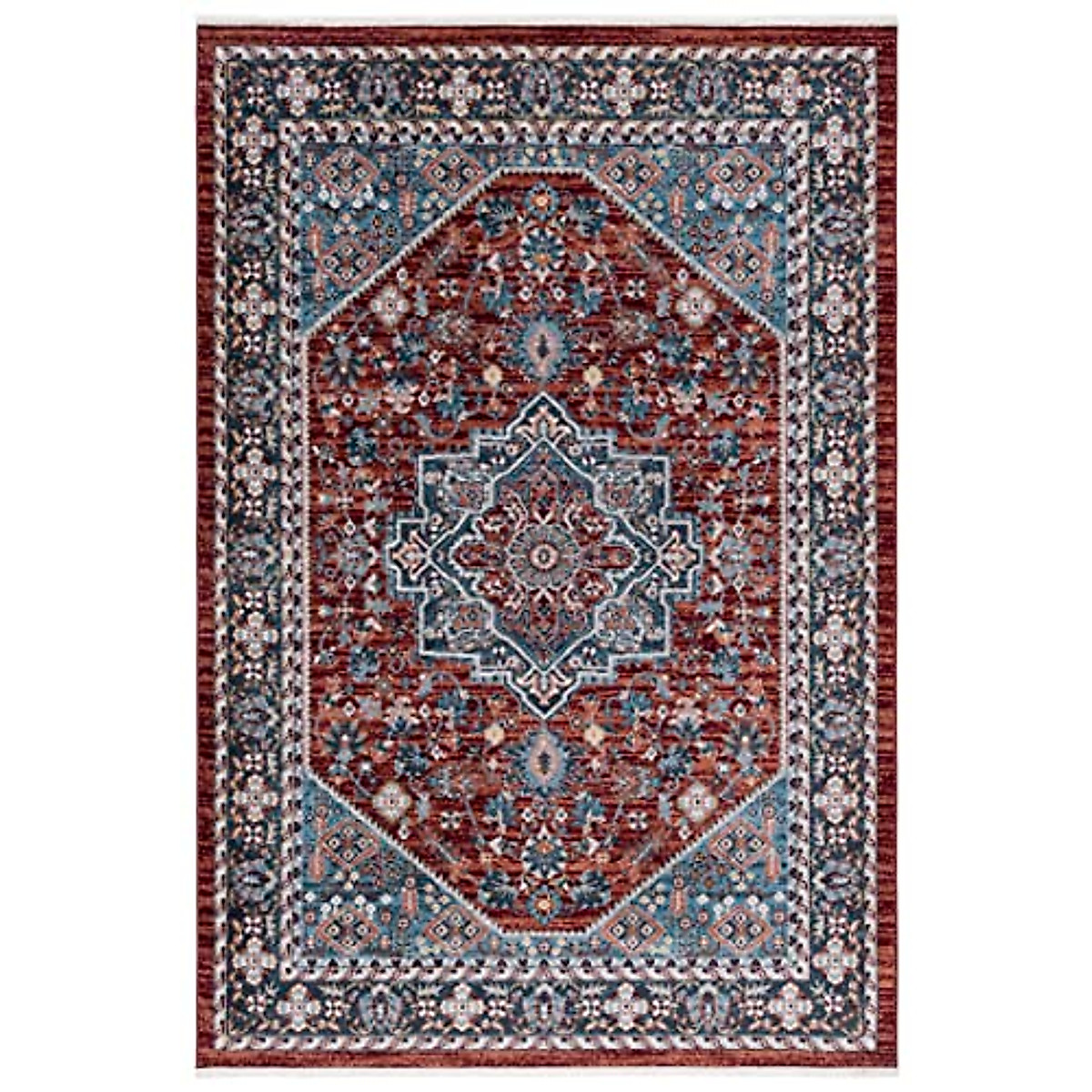 Safavieh Bayside Collection Machine Washable 8' x 10' Red/Blue BAY110Q Traditional Oriental Living Room Dining Bedroom Area Rug