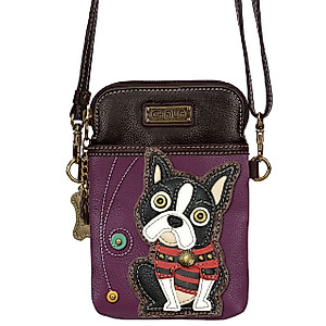 Chala Boston Terrier Cellphone Crossbody Handbag - Convertible Strap 5" x 7.5" x 1"
